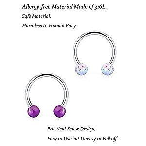 Vsnnsns 16G Surgical Steel Horseshoe Nose Septum Rings Piercing Jewelry Cartilage Helix Tragus Earring Studs Hoop Lip Horseshoe Ring Piercing Jewelry Retainer for Women Men 8mm