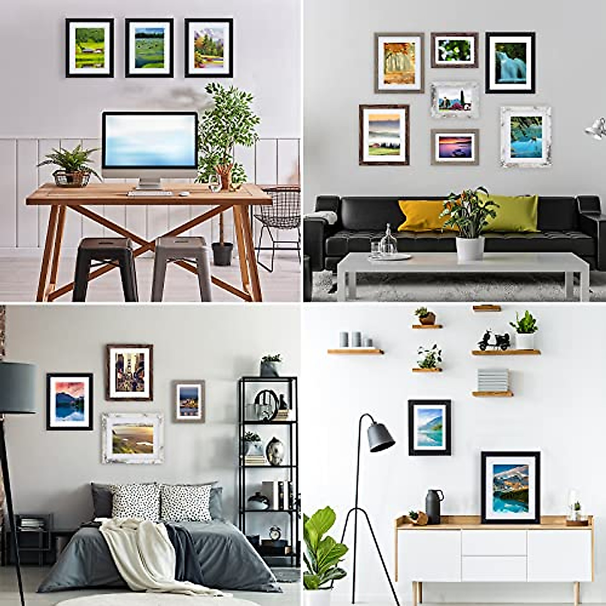 BEYAHELA Rustic 5x7 Picture Frame Set 6 Pack, White 5x7 Photo Frames, Display 4x6 With Mat, Distressed Wood Picture Frames 5x7 with Mounting Hardware Display for TableTop or Wall Decoration(Mixed)