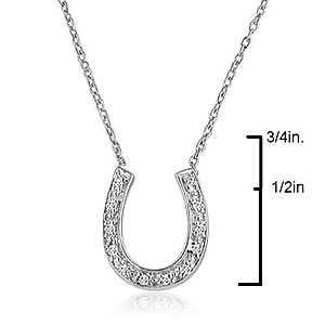 Amanda Rose Collection Diamond Horseshoe Necklace for Women in Sterling Silver 16 inches long