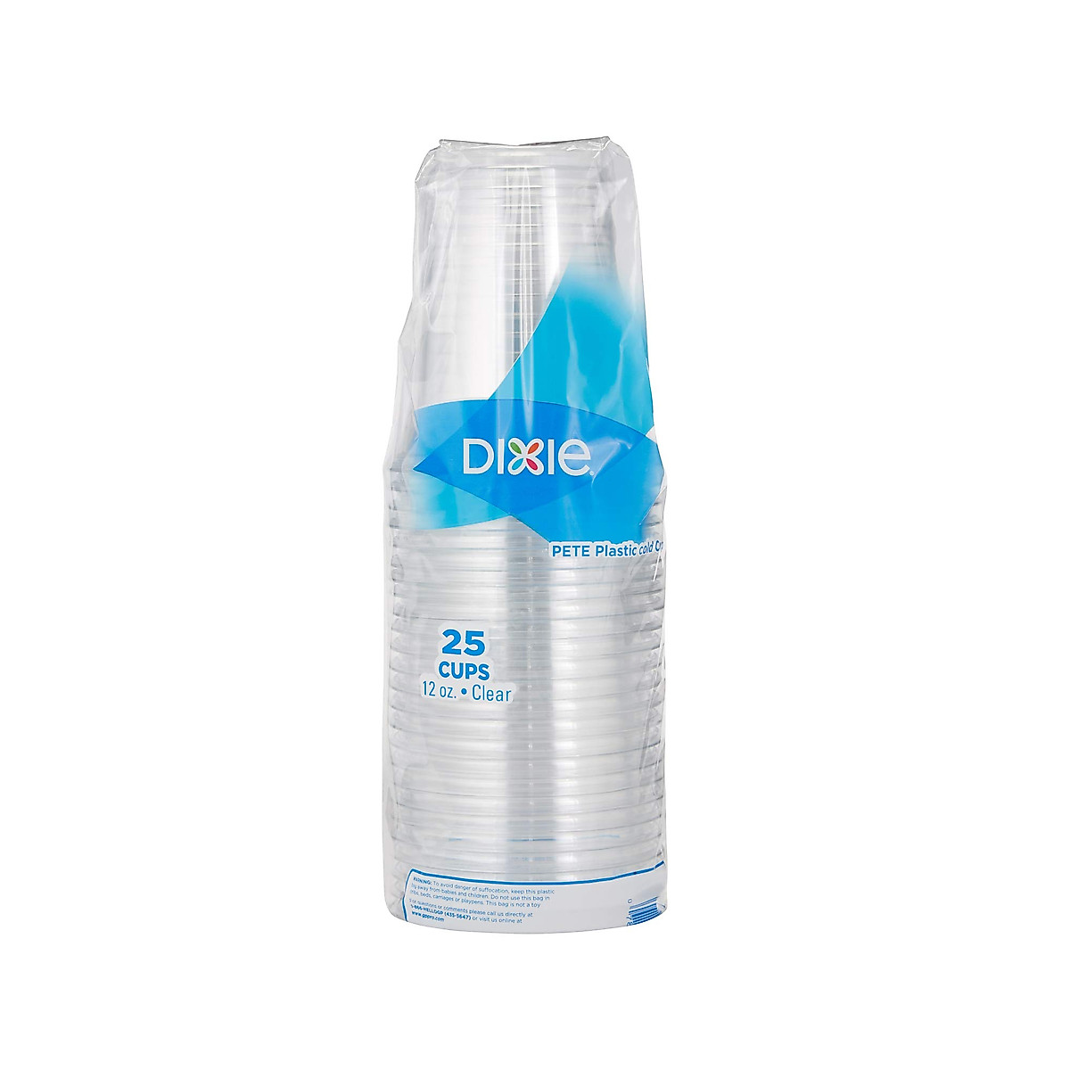 Dixie 12 oz. PETE Plastic Cold Cups by GP PRO (Georgia-Pacific), Clear, CPET12DX, 500 Cups (25 Cups Pper Sleeve, 20 Sleeves per Case)