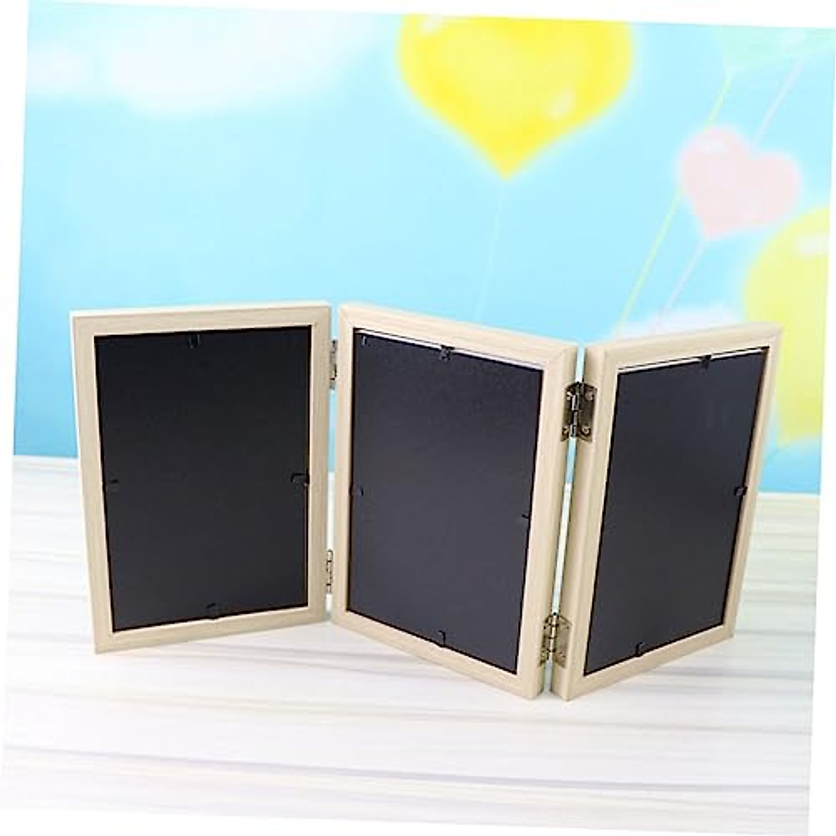 ARTIBETTER Picture Collage 1pc Triple Folding Photo Frame Wooden Pictures Glass Picture Photo Wall Collage Wood Hinged Photo Frame Photo Picture Frame Wooden Three Picture Frame Office