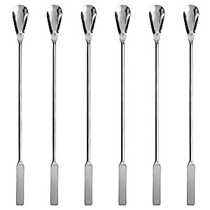 EISCO 6PK Lab Spatula Spoon, 9" - Stainless Steel, Polished - One 0.35" Flat End, One 0.75" Scoop End - Scoopula
