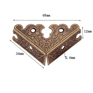 dophee 4Pcs Decorative Corner Protectors, Retro Style Edge Safety Guards Covers for Picture Frame Album Jewelry Box Gift Box Wooden Case Chest Tables Cabinet Furniture, 1.34"x1.34"-Antique Bronze