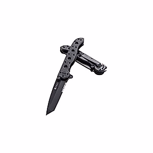 CRKT M16-10KZ EDC Folding Pocket Knife: Everyday Carry, Black Serrated Edge Blade, Tanto, Automated Liner Safety, Nylon Handle, Pocket Clip