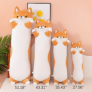 Rexinc 27.64'' Shiba Inu Plush Dog Stuffed Animals Long Dog Plush Pillow Toy Cute Cartoon Soft Sleeping Body Pillow for Kids Adults