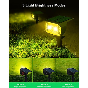 LOTMOS Solar Spot Lights Outdoor, [12 Pack/72 LED/3 Modes] 2-in-1 Landscape Spotlights, Auto On/Off IP67 Waterproof Solar Powered Wall Lights for Front Door, Backyard, Garage(Warm White)