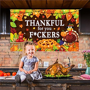 Friendsgiving Party Decorations, Thankful for You Banner for Happy Thanksgiving Party Decor, Friends Giving Party Wall Backdrop, Friendsgiving Sign Office Decorations Indoor