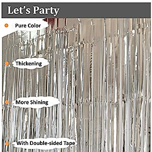 Vanujoy 3 Pack Silver Foil Fringe Backdrop Curtains Party Decoration - Tinsel Party Door Fringe Curtain Backdrop for Birthday Bachelorette Party Engagement Bridal Shower Graduation Decoration