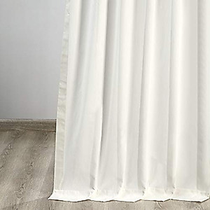 HPD Half Price Drapes Solid Tie Top Cotton Curtains 84 Inches Long (1 Panel) Luxury Light Filtering Curtains for Living Room, Modern Semi Sheer Curtain for Bedroom, 50W X 84L, Fresh Popcorn