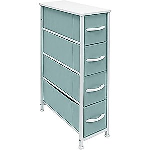 Sorbus Kids Narrow Dresser with 4 Drawers - Vertical Slim Storage Chest of Drawers with Steel Frame, Wood Top & Easy Pull Fabric Bins for Small Spaces, Closets, Bedroom, Bathroom & Laundry