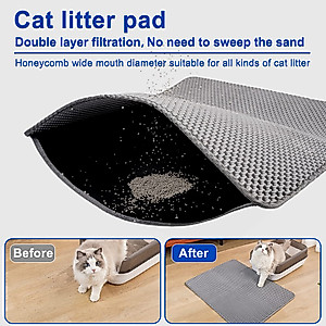 BrLacHhaZ Cat Litter Mat, Double Layer Litter Box Mat, Urine & Water Proof Cat Litter Catcher Mat, (30 x 22 Inch) Large Litter Trapping Mat Washable, Scatter Control