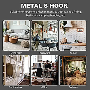 Happyyami Metal S Hooks S Shaped Hook 20pcs Metal Hooks Clip S Shaped Flat Snap- On Hooks Stainless Steel Metal Hooks Hangers for Indoor and Outdoor Lights Plants Stainless Steel S Hooks