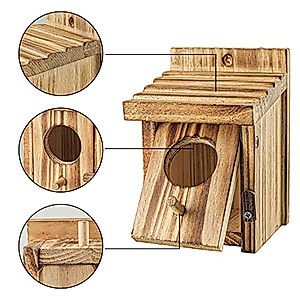 Humming Bird Houses for Outdoor Hanging Small Bird Nesting Box - Wood Nest for Robin, Hummingbird, Parakeet, Bluebird - Perch House for Outdoors Birdhouse Birds - Made of Pine Wood