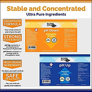 Bloom City Professional pH Up + Down Control Kit for Optimal Nutrient Uptake (Two 1/2 Pint Bottles) 16 Total oz