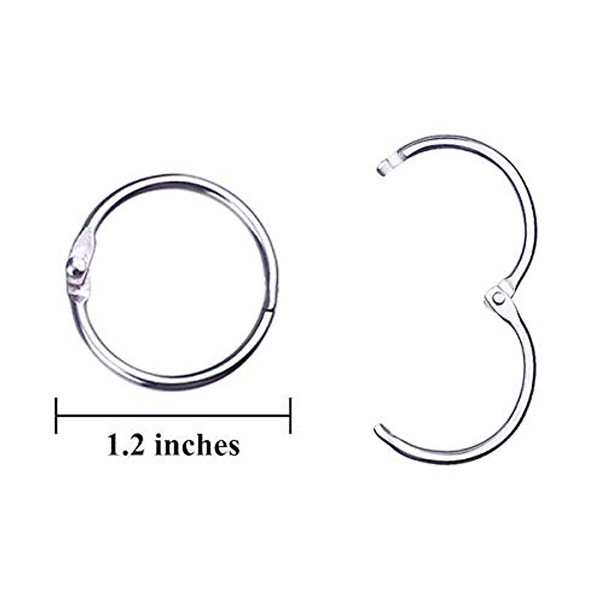 HAUTOCO 100Pcs 1.2 Inch Loose Leaf Binder Rings 30mm Silver Metal Book Rings Flash Cards Rings Keychain Key Rings for School Home Office