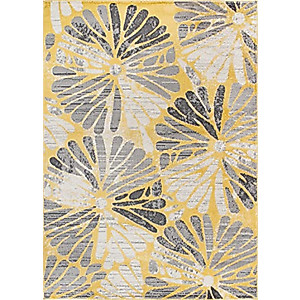 Rugshop Contemporary Circles Stain Resistant High Traffic Living Room Kitchen Bedroom Dining Home Office Area Rug 5'x7' Yellow