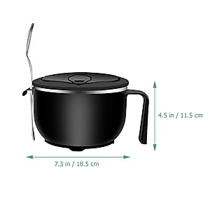 LIFKOME Ramen Bowl Set Japanese Ramen Noodle Bowls with Lid Spoon 304 Stainless Steel Noodle Bowl with Spoon Chopstick Large Capacity Insulation Bowls Anti- scalding Kids Adult Cup