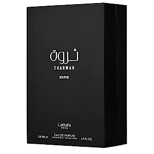 Tharwah Silver By Lattafa Pride Eau De Parfum 100ml(3.4 Oz) | Mint, Bergamot, Clary Sage, Lavender, Cedarwood, Musk, Vetiver | By Lattafa Perfumes