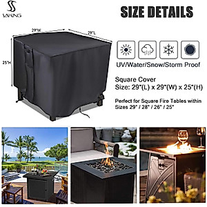 Saking Fire Pit Cover,28 inch Firepit Covers Square Gas Fireplace Fire Pit Table Cover for Propane Fire Pit- 28 X 28 X 25 inch