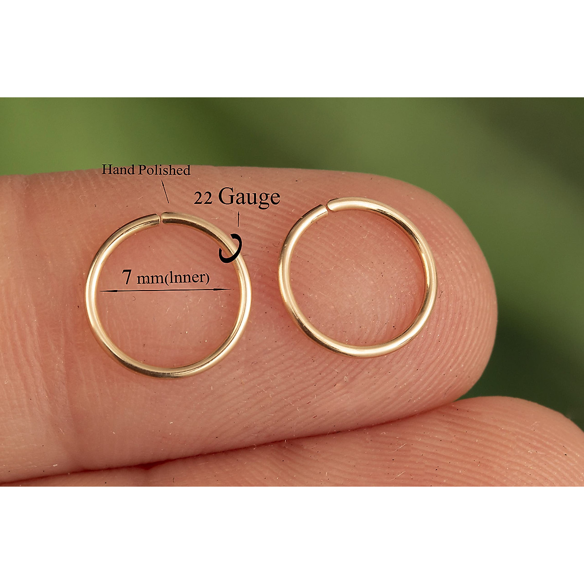 14K Gold Filled Small Hoop Earrings for Cartilage Nose, Tiny Thin 7mm Piercing Hoop Ring 22 Gauge (Gold, 7mm 22 gauge / 1 pair)