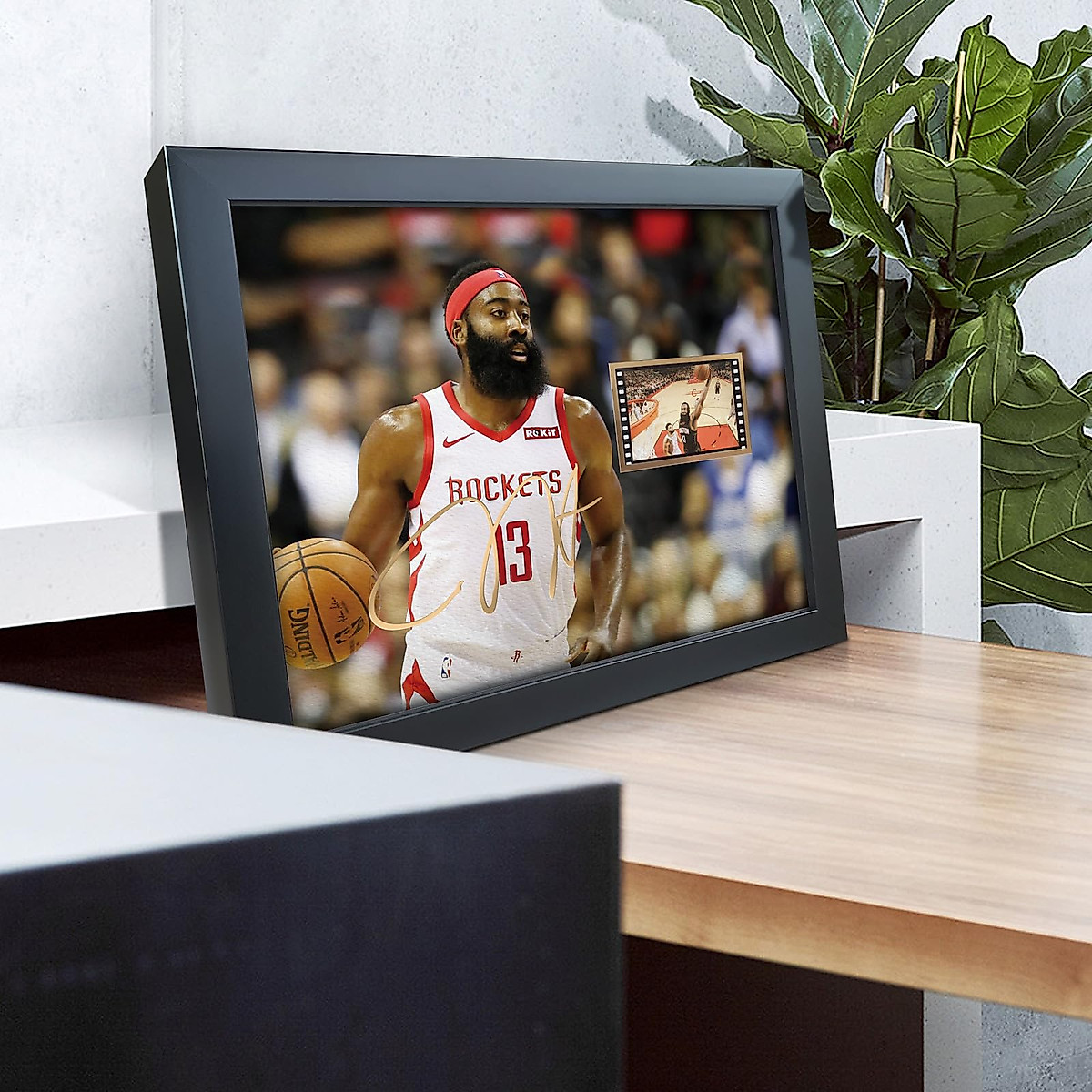 sufenvera Signed James Harden Memorabilia Film Photo Framed Poster,Basketball Star Artwork Collection,Gifts for James Harden Fans on Birthday Thanksgiving Christmas 10x8 Inches