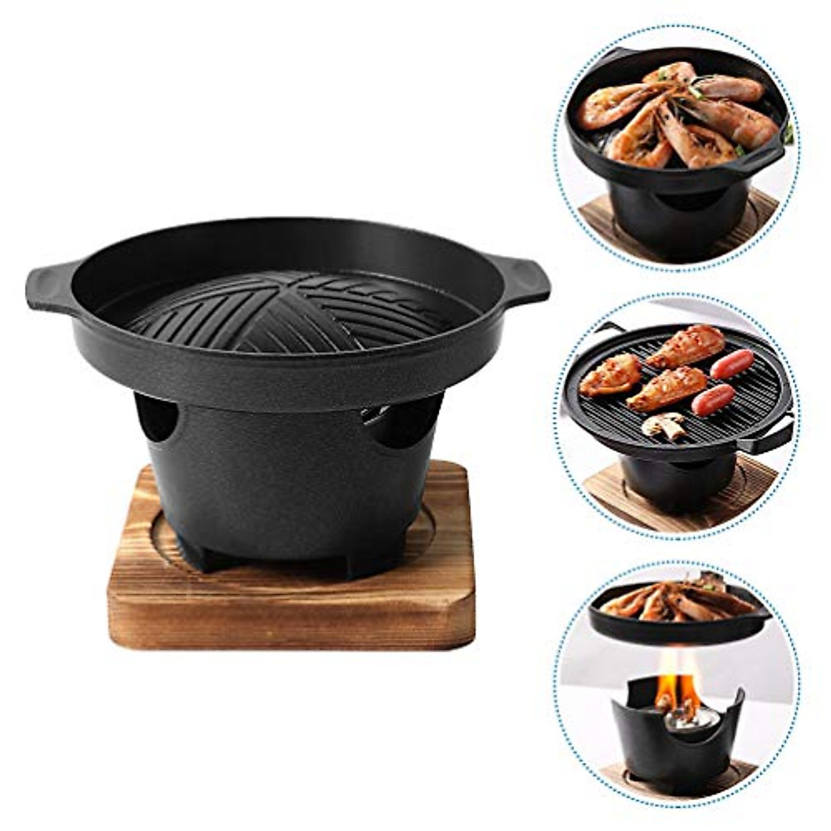 Happyyami 1Set Grill Charcoal Korean BBQ Metal Roasting Rack japanese plate Baking Tool turkey roasting rack Baking Oven Roasting Oven Food Carbon Furnace camping stove aluminum Ham barbecue