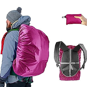 Frelaxy Waterproof Backpack Rain Cover, Upgraded Triple Waterproofing, Antislip Cross Buckle Strap (Fuchsia, S (for 15L-25L Backpack))
