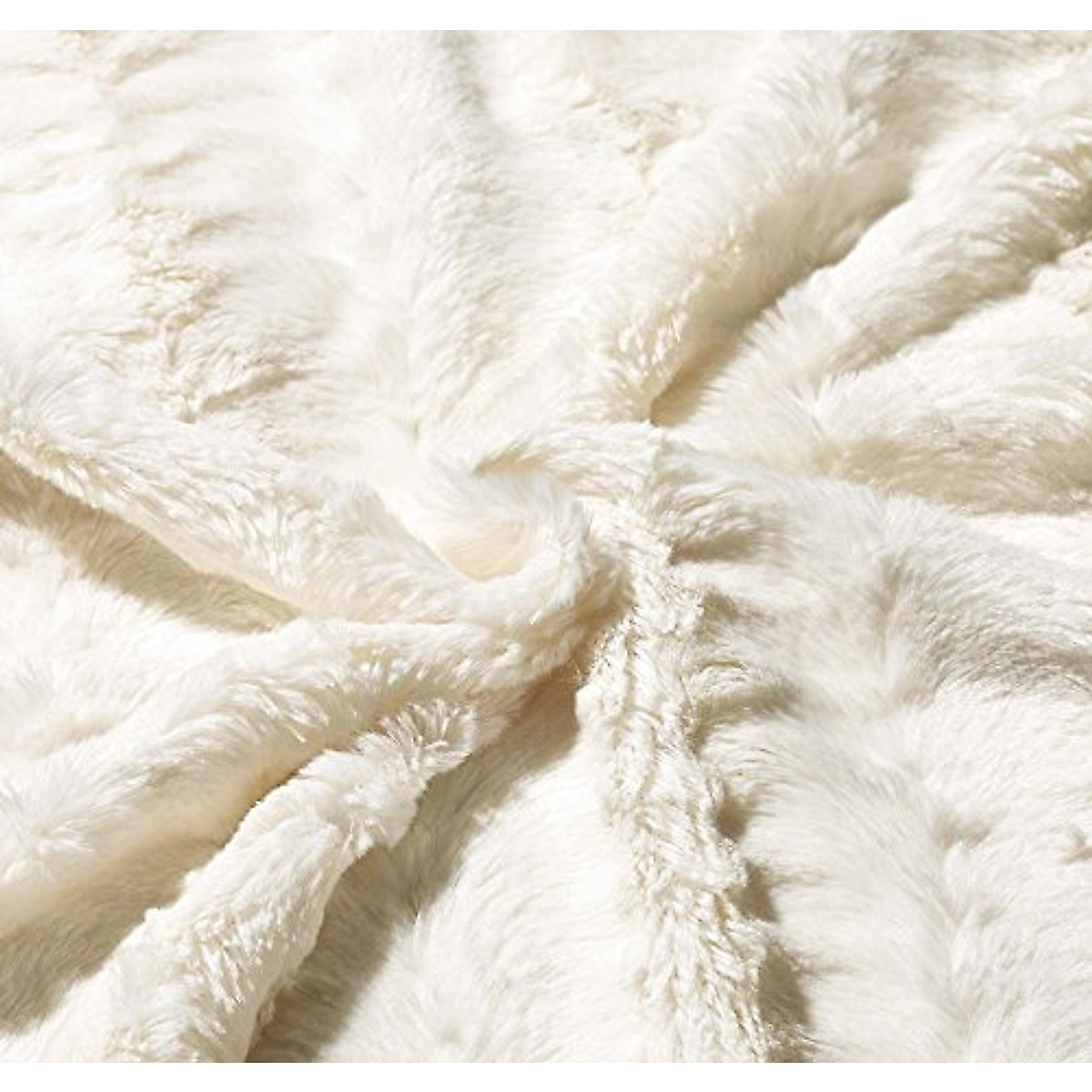 Swift Home® Embossed Faux Fur Throw Blanket & Bedspread - Luxurious Over-Sized Faux Fur Bed Throw Blanket -King, 108" x 86", Cream
