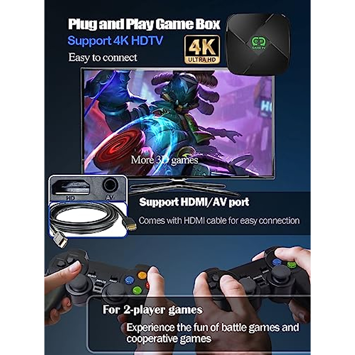 Fadist Retro Game Console, Super Game Box, Built in 30000+ 2D/3D Classic Games, 4K HD Output, Plug and Play Game Console, Ideal Gift for Kids, Adult, Friend, Lover