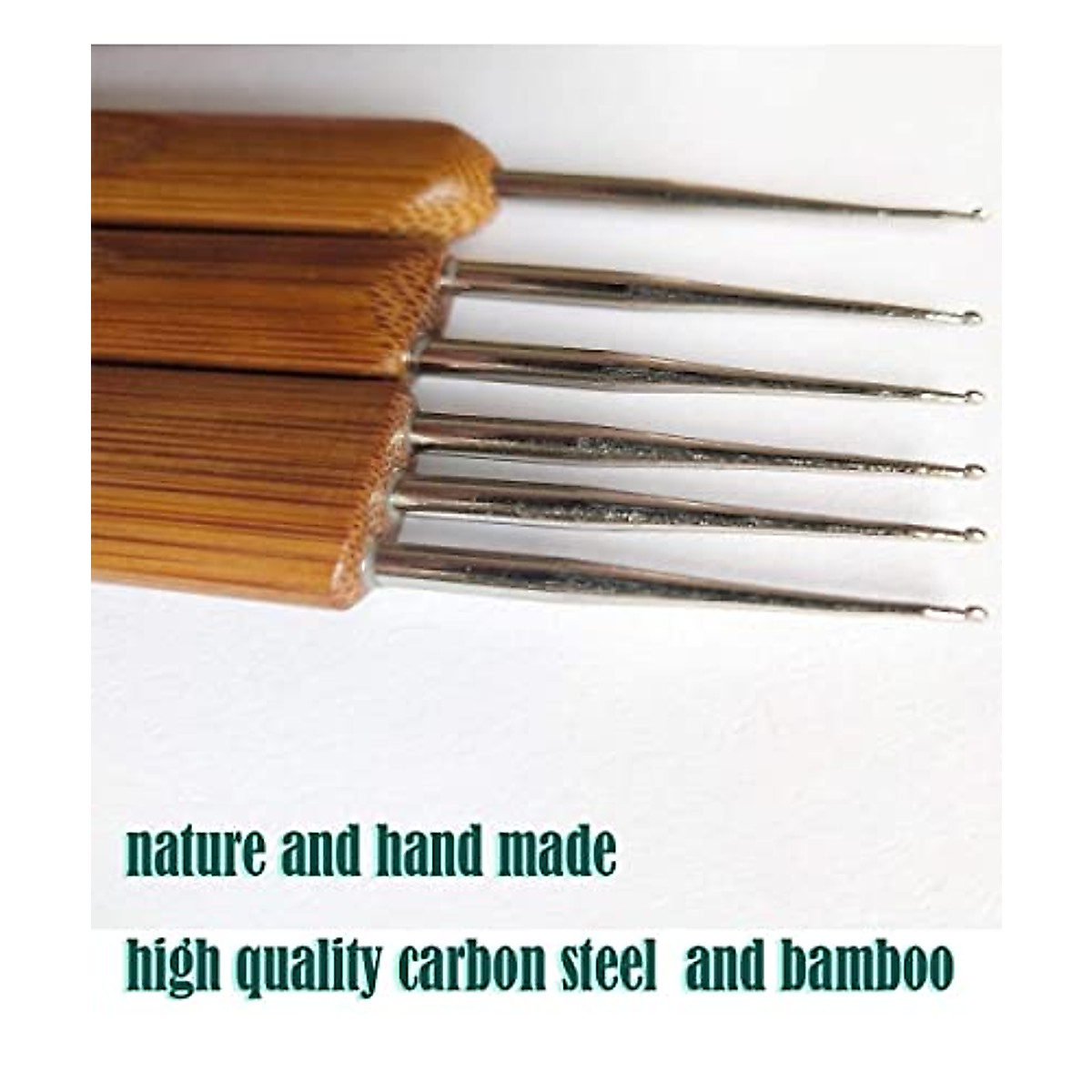 JOSDIOX Dreadlocks Crochet Hooks Tool Set,Crochet Needles for Hair Dreadlock Locks 0.75 mm Crochet Needle Steel with Bamboo Handle Good for Braid Craft (0.75 mm 1 Hook, 2 Hooks, 3 Hooks)