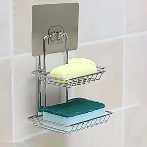 Ibuz.in Bathroom Shelf Adhesive Hooks Sticker Strong Hooks for Shower Caddy Basket Double Claw Wall Hooks Sticker for Kitchen Bathroom (7 x 7 cm) Pack of 8Pcs (8, Gold)