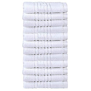 Quick Dry 100% Cotton Washcloth, Set of 12 - White