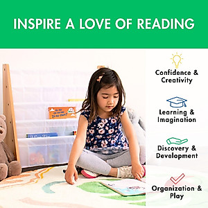 Humble Crew, Natural/White Kids Book Rack Storage Bookshelf with Deep Sleeves, Universal