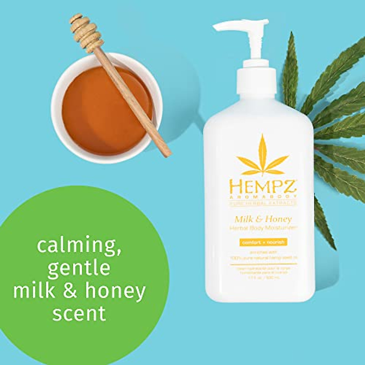 Hempz Milk & Honey Herbal Body Moisturizer with Jojoba Seed, Cocoa Butter, 17 oz. - Fragranced, Everyday Body Lotion with Agave Extract to Hydrate Sensitive Skin - Premium Skin Care Products