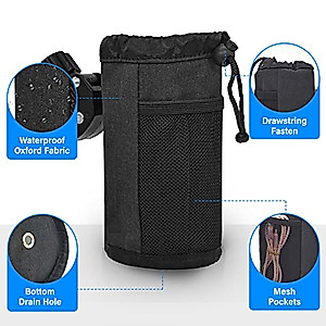 IUKUS Bike Cup Holder, Bike Water Bottle Holder with Alligator Clip, Easy Install & Waterproof Cup Holder for Stroller, Motorcycle, Bicycle, Boat, Scooter, Automotive, ATV/UTV(Black)