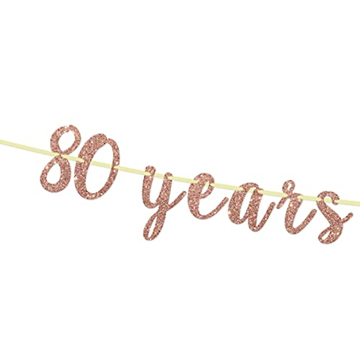 Aonbon Glitter 80 Years Blessed & Loved Banner - 80th Birthday / 80th Anniversary Banner, 80th Birthday / 80th Anniversary Party Decorations - Rose Gold (80)