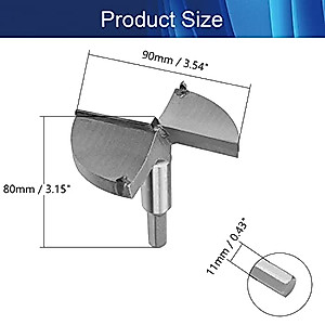 Heyiarbeit Forstner Drill Bits 90mm, Tungsten Carbide Wood Hole Saw Auger Opener, Woodworking Hinge Hole Drilling Boring Bit Cutter Gray 1pcs