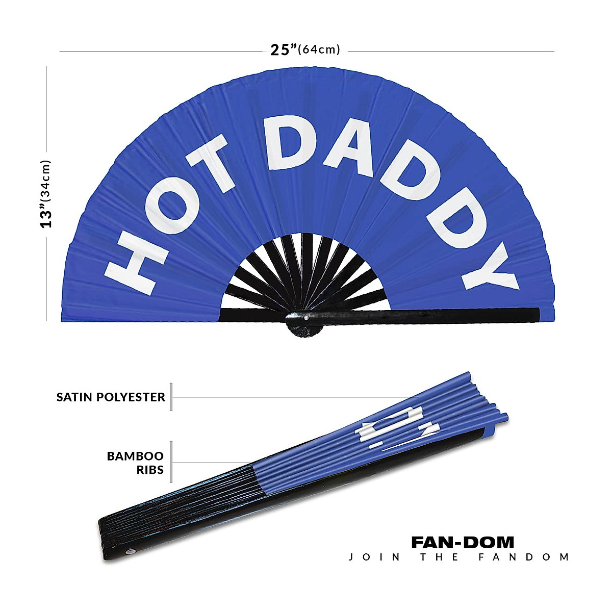 Hot Daddy hand fan foldable bamboo circuit hand fan funny gag slang words expressions statement gifts Festival accessories Rave handheld Circuit event fan Clack fans (Blue)