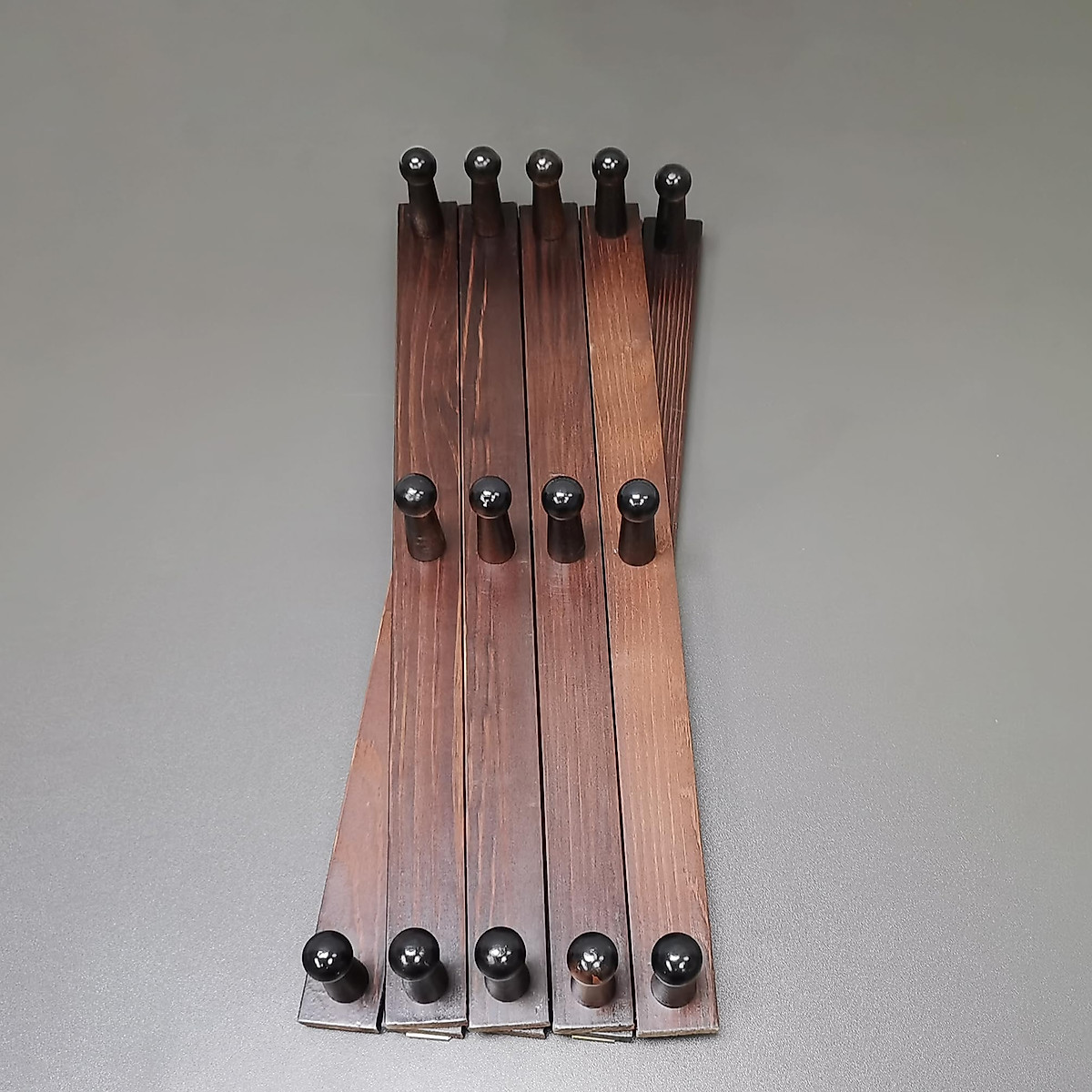 FixtureDisplays® Pine Wood Accordion Wallmount Hat Hanger, Expandable Purse Coat Backpack Rack with 14 Pegs 15745-NF