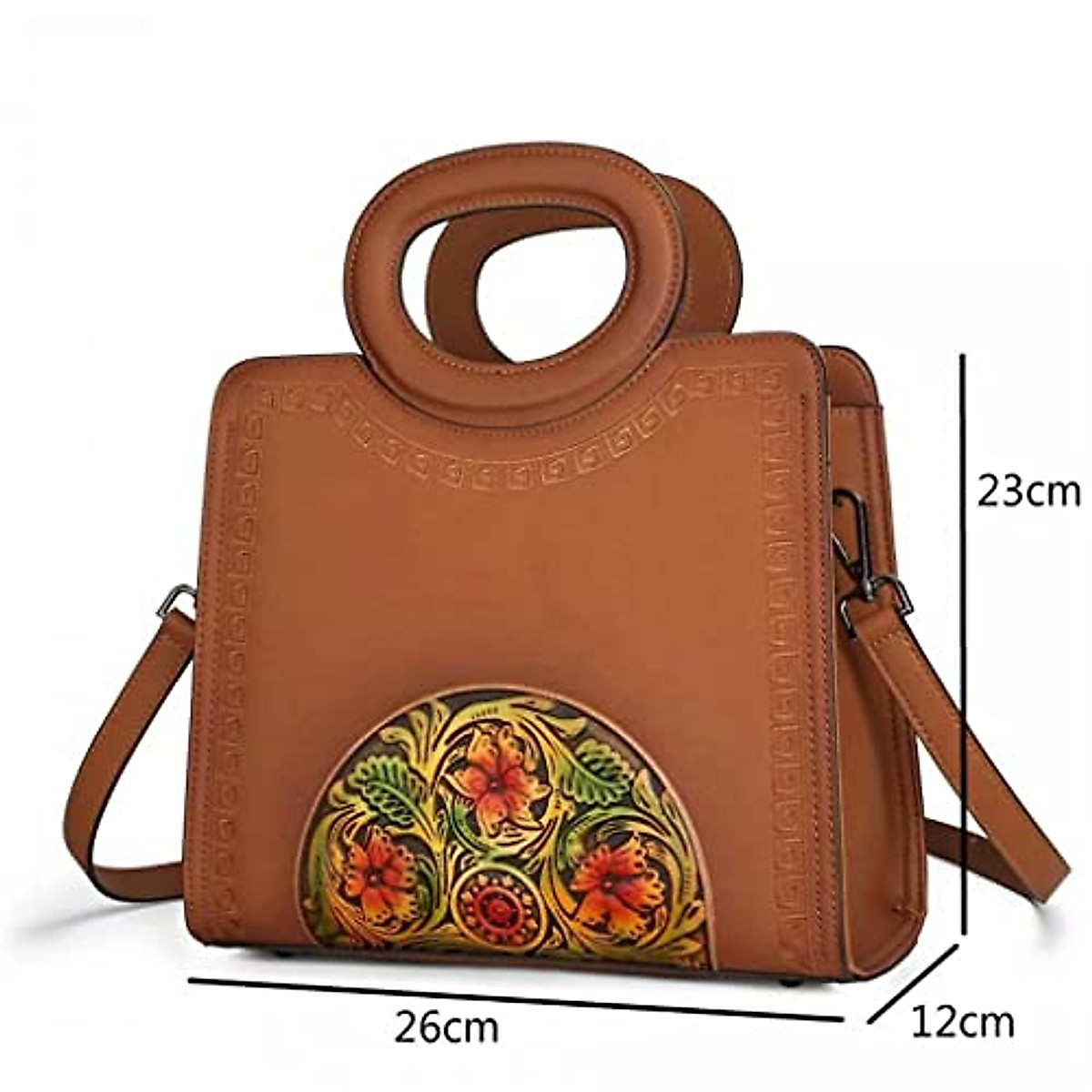 WYKDD Vintage Embossed Ladies Handbag Multifunctional Large Capacity Tote Bag Casual Ladies Shoulder Bag (Color : C, Size : 26(L)*23(H)*12(W) cm)