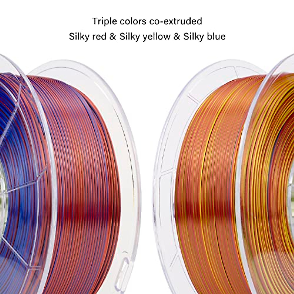 ZIRO PLA Filament Triple Color Coextrusion Silk 3D Printer Filament 1.75mm for 3D Printer & 3D Pen, Multicolor PLA Rainbow Filament, 1kg(2.2lbs),Aurora