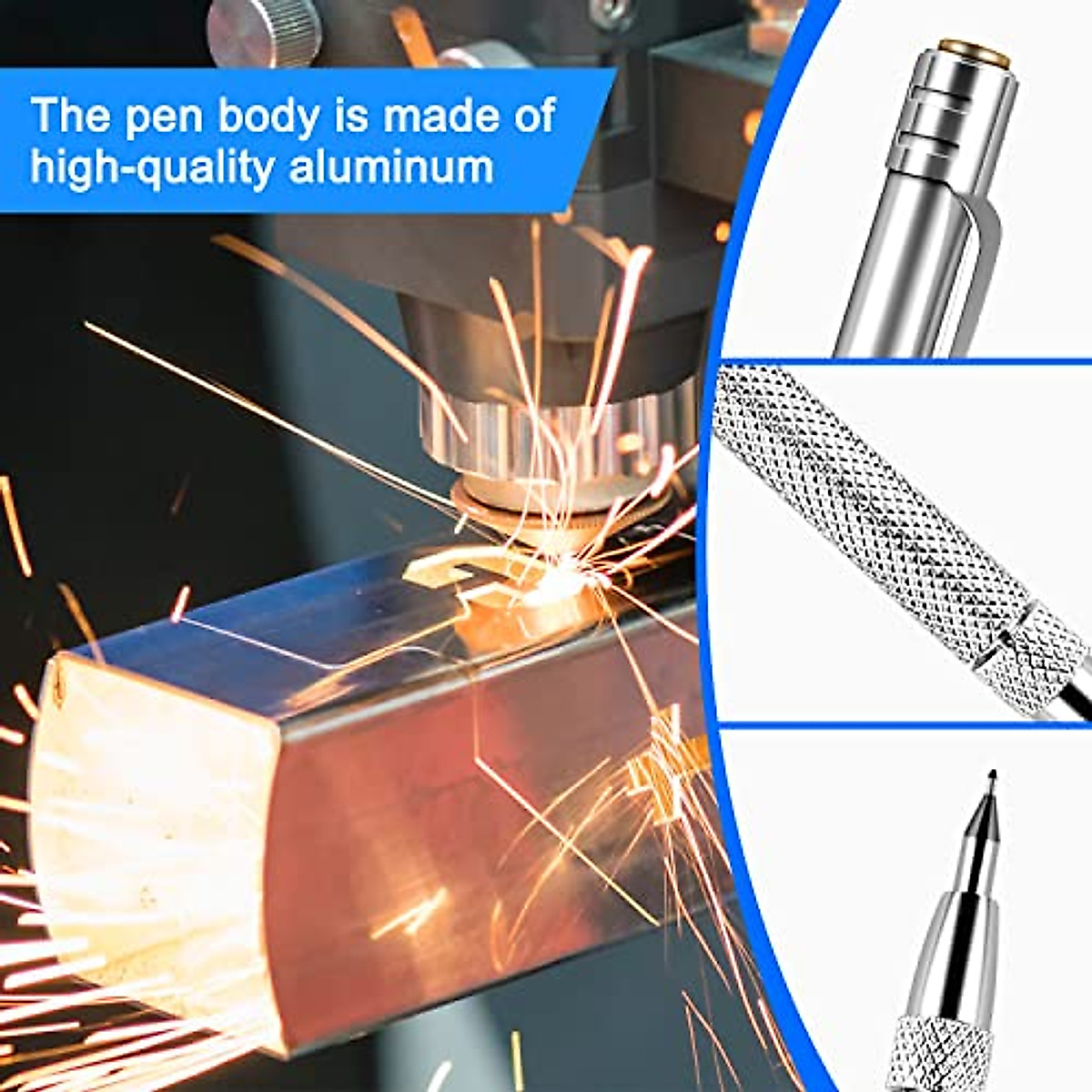 WXJ13 2 Packs Tungsten Carbide Scriber with Magnet, with Extra 10 Replacement Marking Tip, Metal Etching Pen Etching Engraving Pen fot Ceramics/Glass/Metal Sheet, Stainless Steel