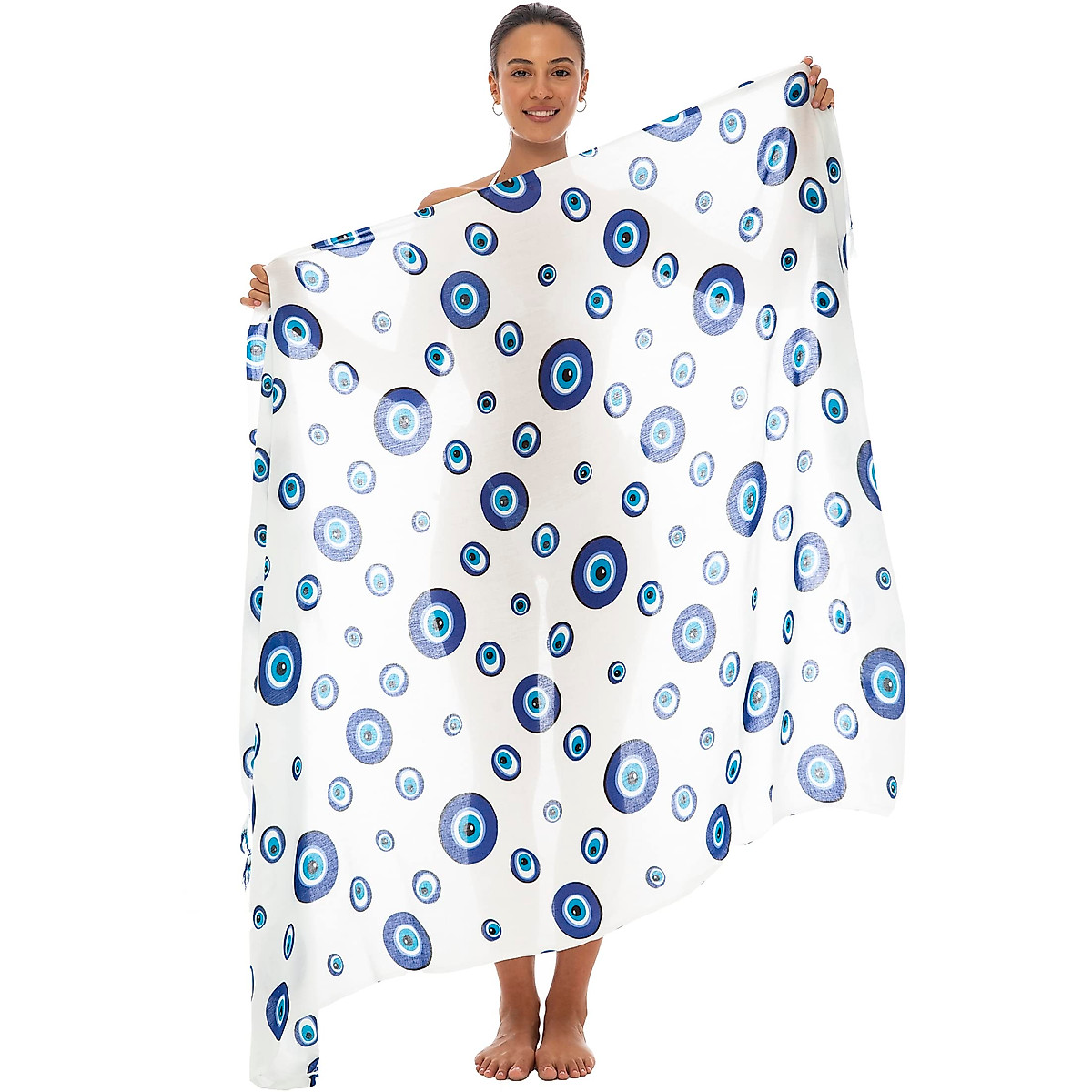 Back From Bali Womens Evil Eye Sarong Swimsuit Cover Up Greek Island Third Eye Pareo Wrap Skirt