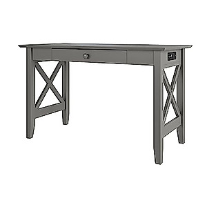 AFI Lexi Desk with Drawer and Charger Grey