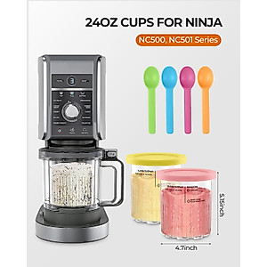 Northmas For Ninja Creami Deluxe Pints and Lids - 4 pack, 24oz XL Ninja Creami Deluxe Pint Containers Compatible with 11-in-1 NC500 NC501 Series Ice Cream Maker, Dishwasher Safe, BPA Free
