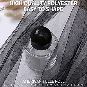 Anivia Tulle Roll 6” by 200 Yards (600 Feet) Tulle Fabric Organza Tulle Spool for Tutu Skirt Sewing Crafting Fabric Baby Shower Halloween Decor Wedding Backdrop Decor Gift Wrapping (Black)