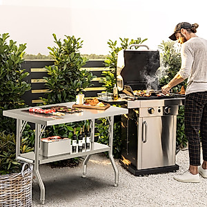 YITAHOME 48" X 24" Stainless Steel Folding Table, NSF Folding Prep Table with Undershelf, Foldable Stainless Steel Table for Home Kitchen Restaurant Garage Warehouse Patio