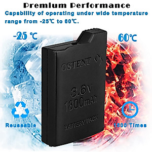 OSTENT 1800mAh 3.6V Lithium Ion Li-ion Polymer Rechargeable Battery Pack Replacement for Sony PSP 1000 PSP-110 Console
