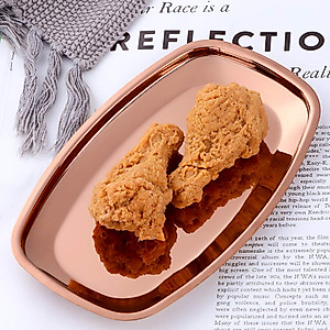 Buyer star Rose Gold 2PCS 7.12inch Stainless Steel Square Tray Fruit Trays Storage Tray Dish Plate Cosmetics Jewelry Decorative Organizer