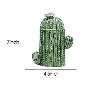 Ceramic Relief Cactus Shape Candy Dish Snack Food Storage Jar with Lid